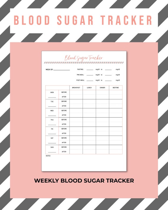 Blood Sugar Tracker Printable Blood Test Log for Diabetes | Etsy