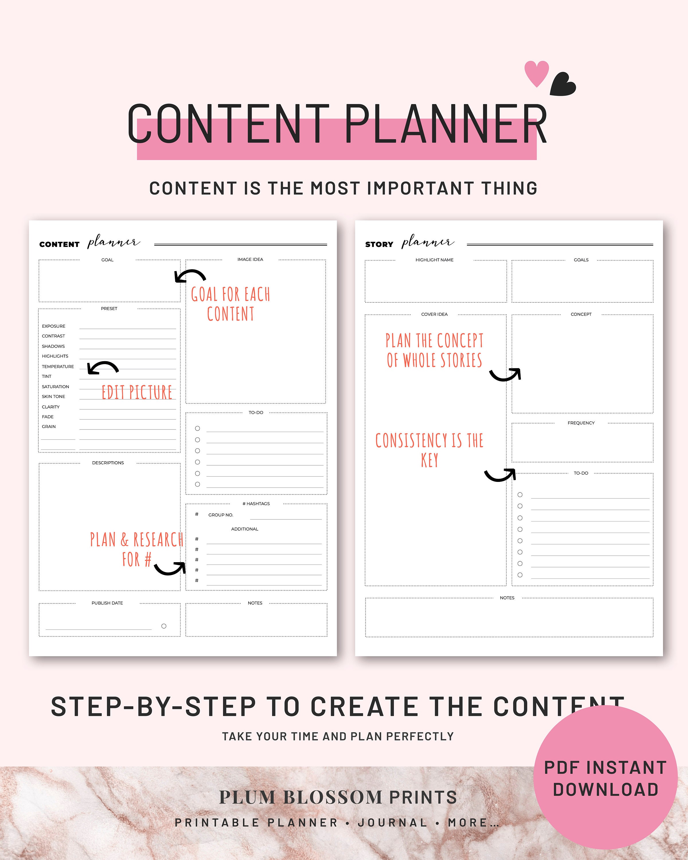 Instagram Planner Printable, IG Planner, Social Media Planner, Start ...