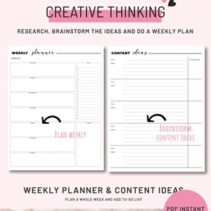 Youtube Planner Printable, Vlog and Video Organizer, Weekly Youtube ...