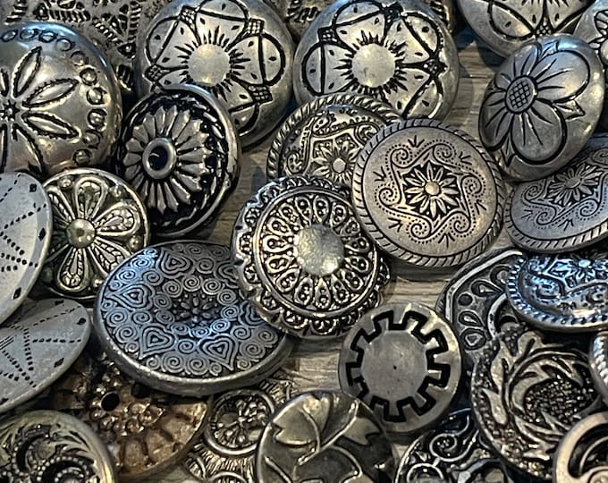 Massive Collection of Silver Colored Concho Western Buttons - LOTS of ...