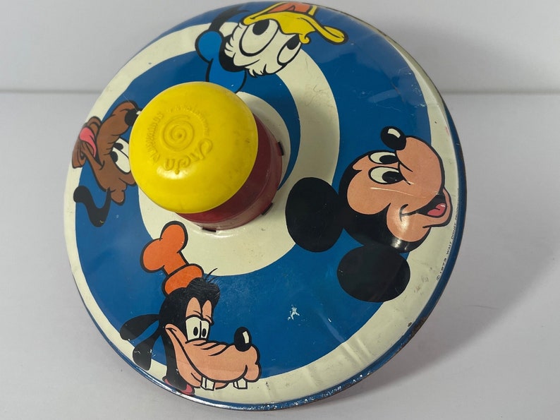 Disney 1973 Metal Spinning Top - Mickey, Goofy, Pluto, and Donald ...