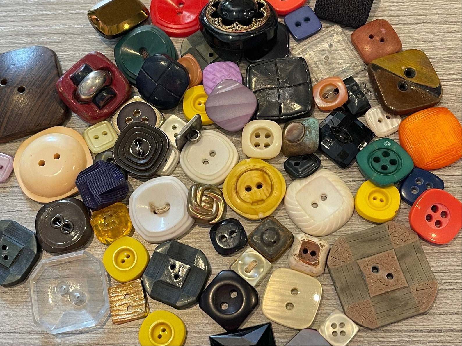 Vintage Square Buttons, Mix of Sizes, Colors, and Materials! Over 60 ...