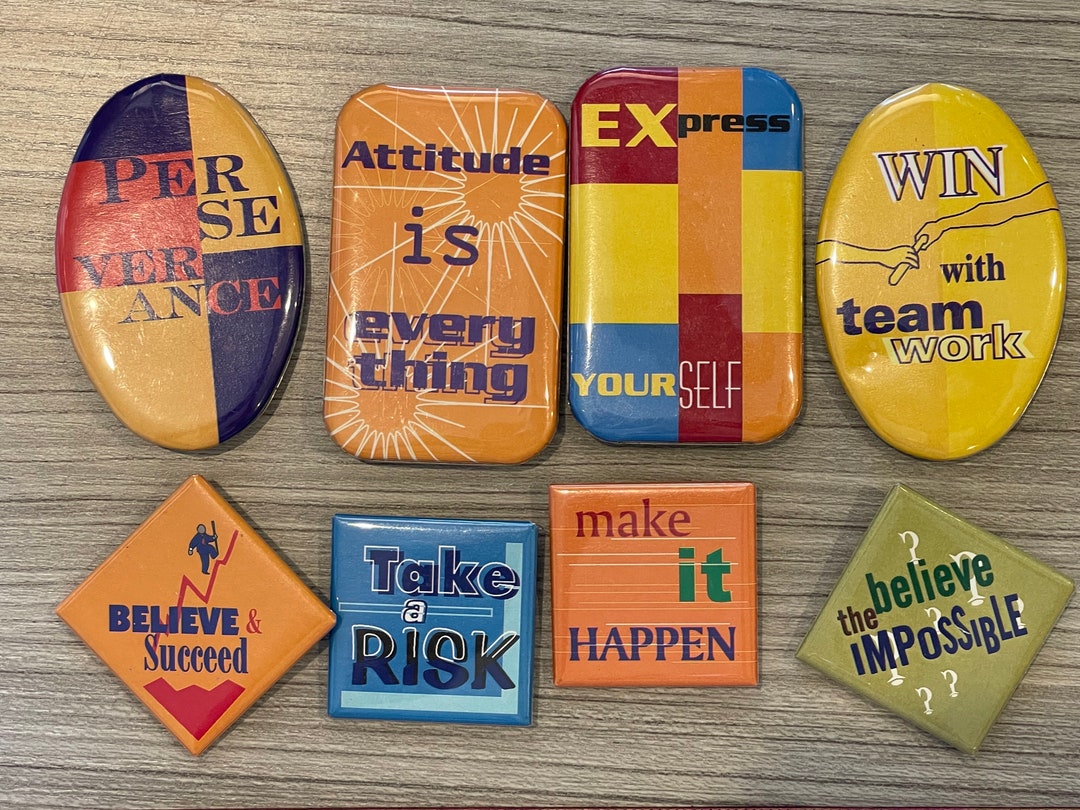 Vintage Positive Affirmation Pin Buttons - Four Styles, Eight Different ...