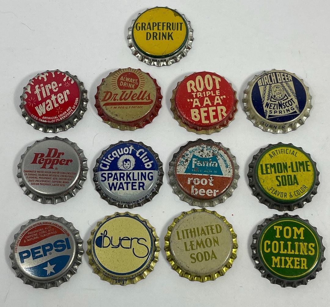 Thirteen Vintage Soda Bottle Caps - All Different - Sparkling Water ...