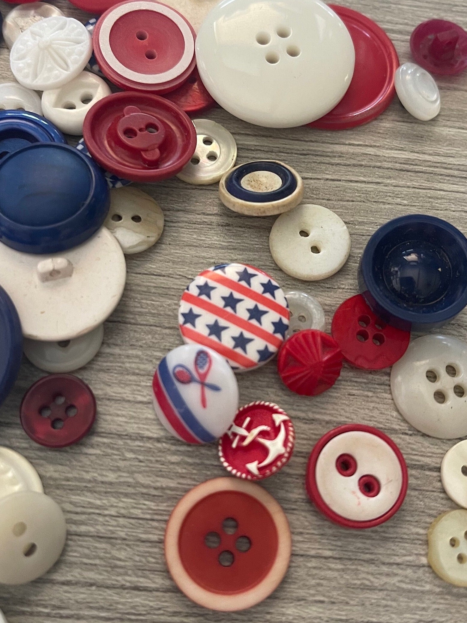 Vintage Peter Pan Jar of Red White and Blue Buttons - Etsy