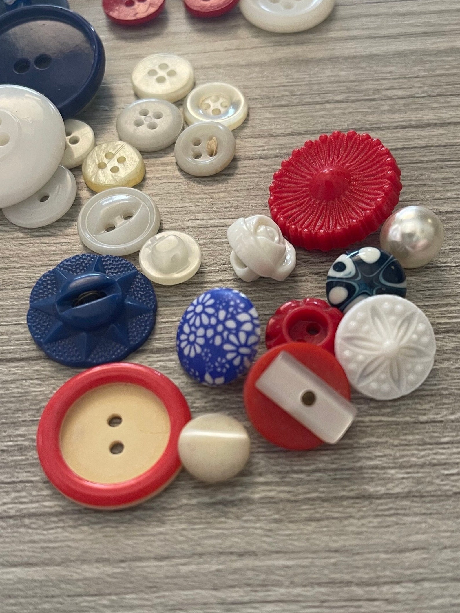 Vintage Peter Pan Jar of Red White and Blue Buttons - Etsy