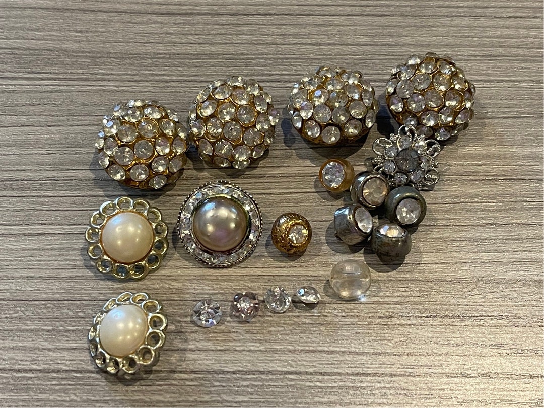Collection of Rhinestone Buttons and Pin With Loose Rhinestones - Etsy