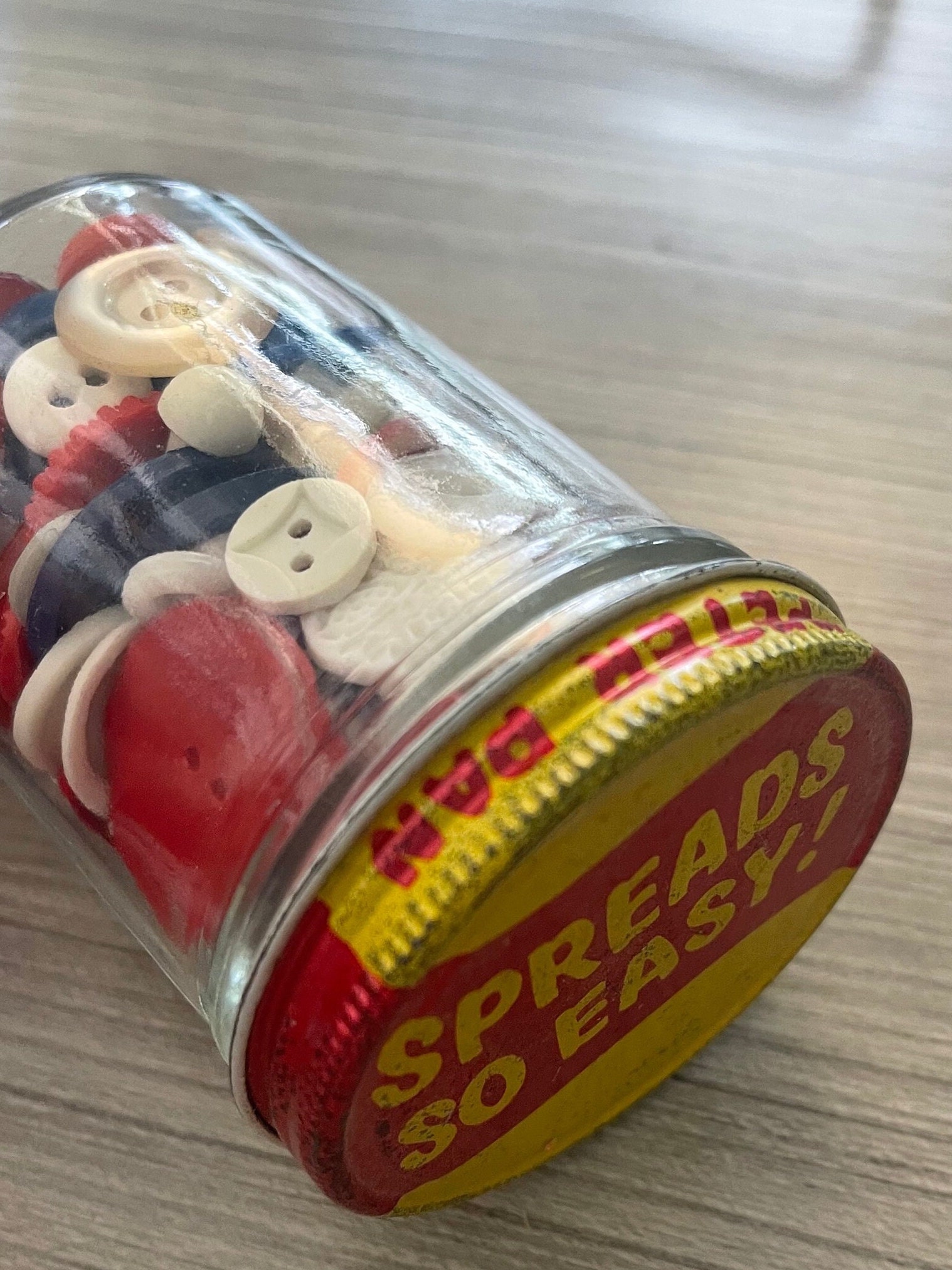 Vintage Peter Pan Jar of Red White and Blue Buttons - Etsy