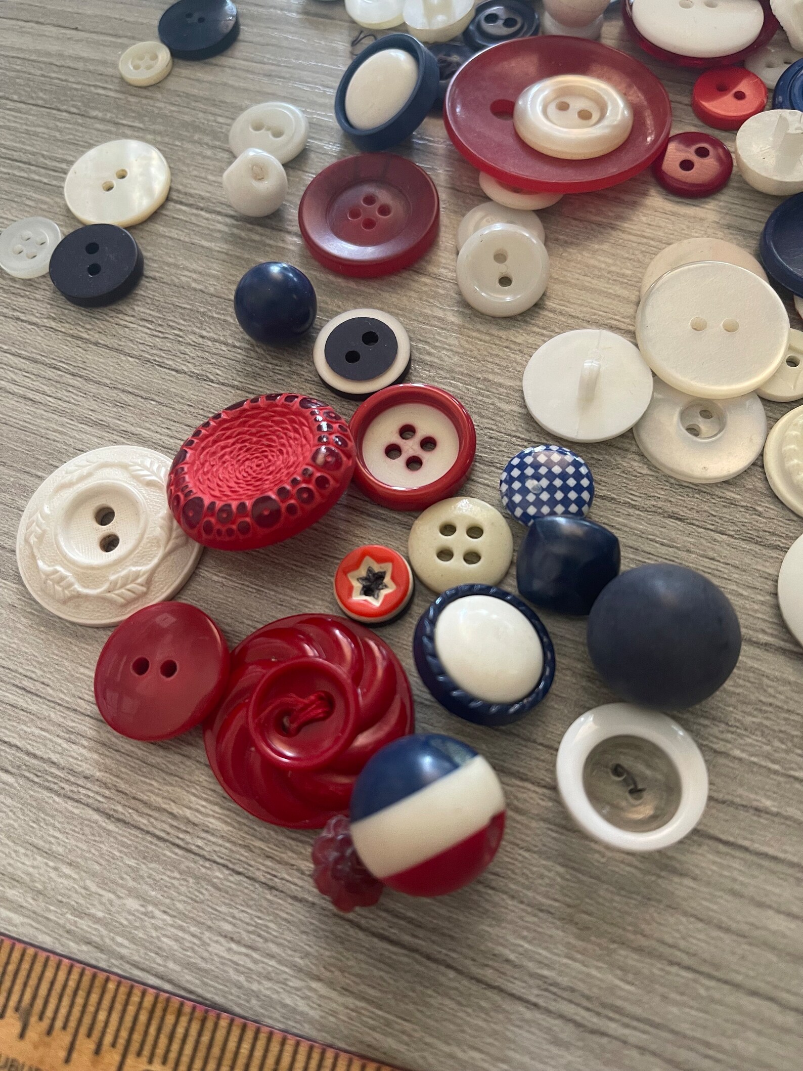 Vintage Peter Pan Jar of Red White and Blue Buttons - Etsy