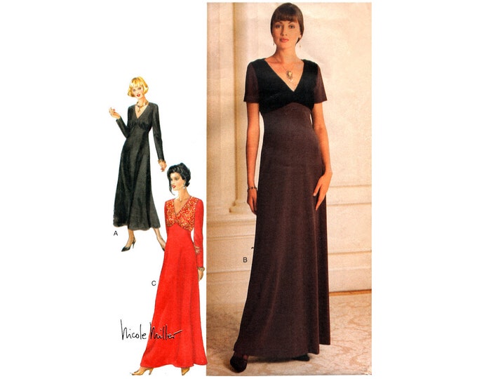 Butterick 3799 Nicole Miller Empire Waist Evening Dress in Two Lengths ...