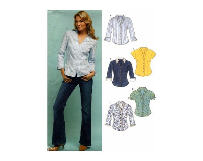 New Look 6407 Tops in Five Styles, Uncut, Factory Folded Sewing Pattern ...