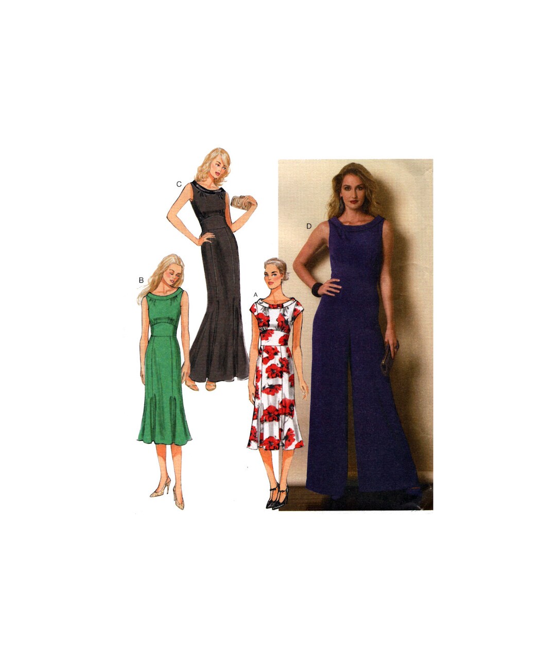 Butterick 6130 Evening Dress in Two Lengths or Jumpsuit, Uncut, Factory ...