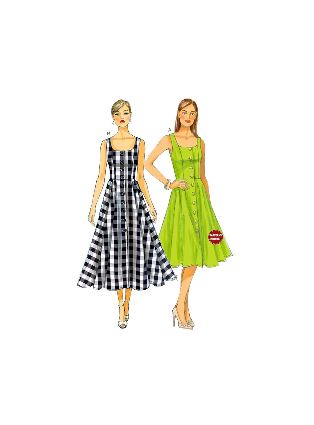 Sewing Pattern: Vogue 9182 Fit and Flare, Button Front Dress, Uncut ...