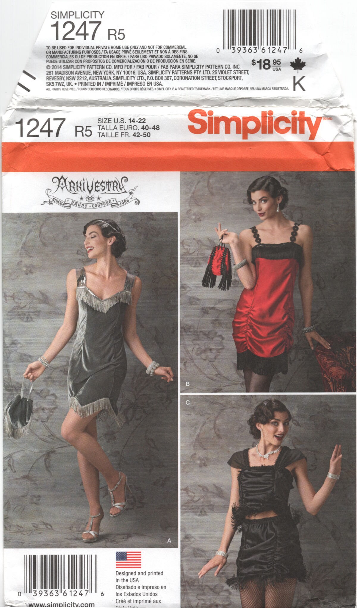 Simplicity 1247 Flapper Costumes, Uncut, Factory Folded Sewing Pattern ...