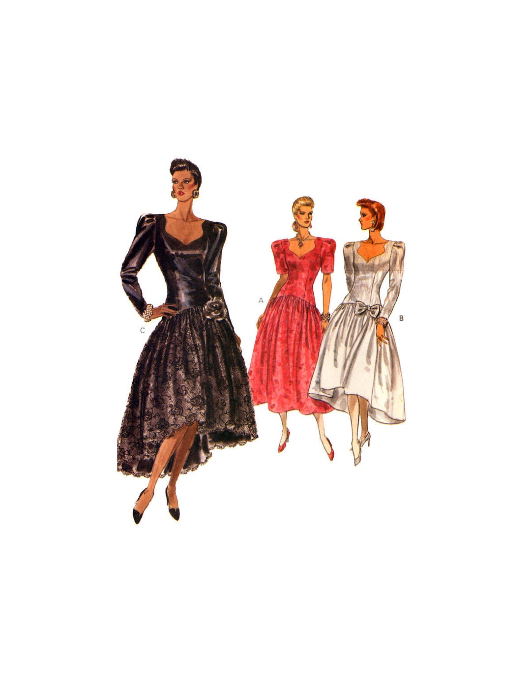 Vogue 7614 Drop Waist Dress With Skirt in Two Lengths, Sleeve Length ...