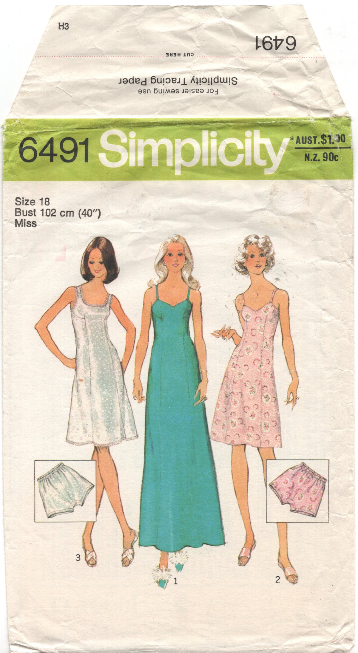 Simplicity 6491 Slip in Two Lengths and Panties, Partially Cut ...