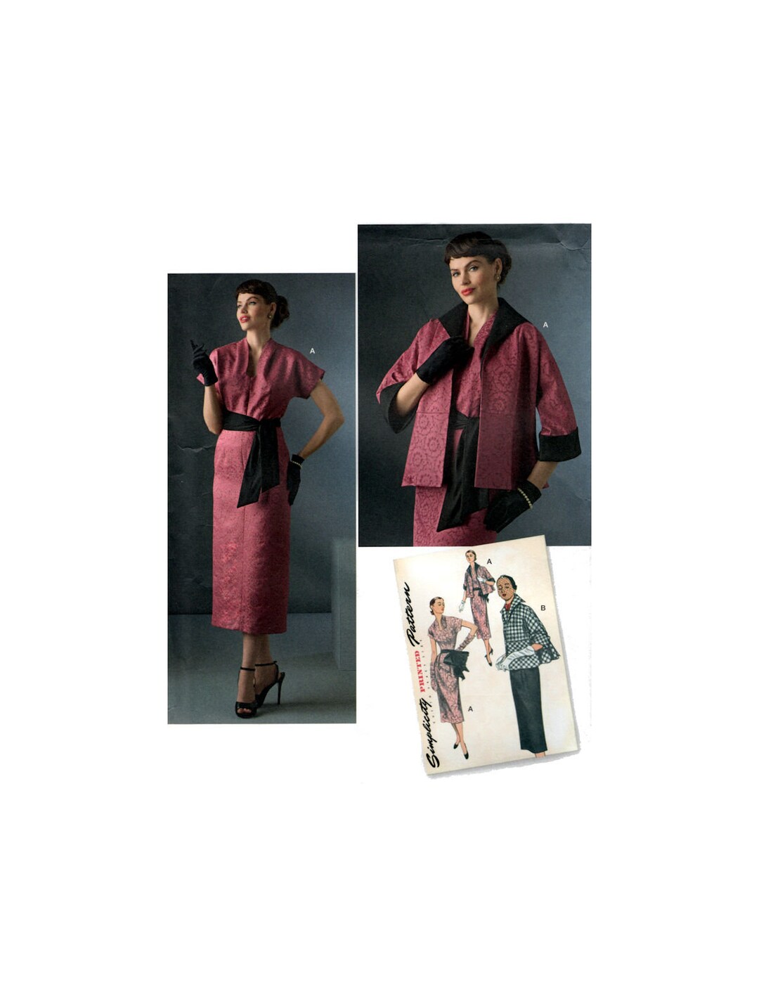 Simplicity 8245 Dress, Sash and Jacket, Vintage 1950s Reproduction ...