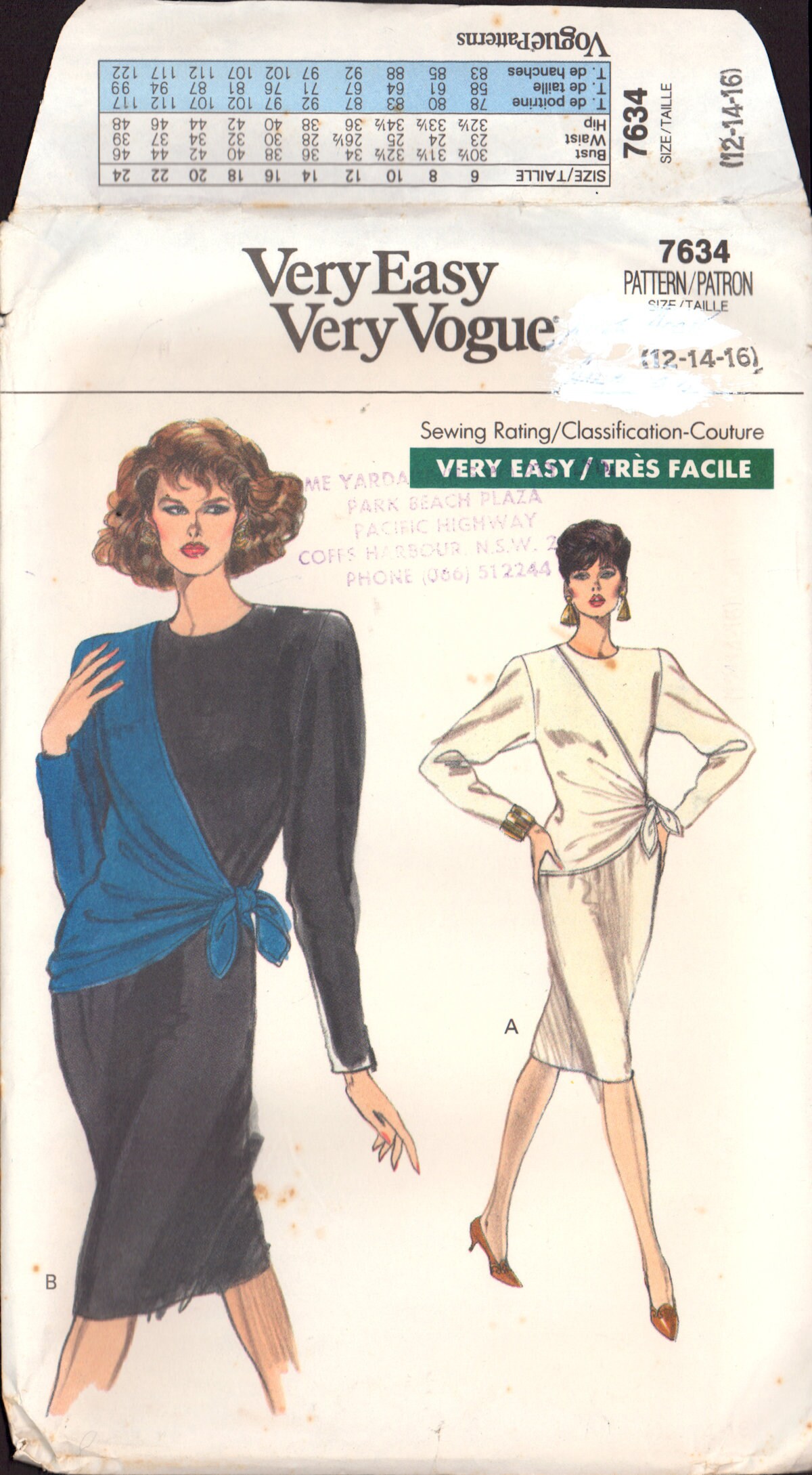 Vogue 7634 Slightly Tapered Dress With Asymmetrical Overlay - Etsy