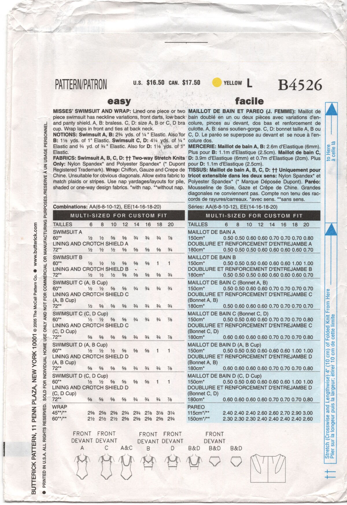 Butterick 4526 One and Two Piece Swimsuits and Wrap Uncut - Etsy UK