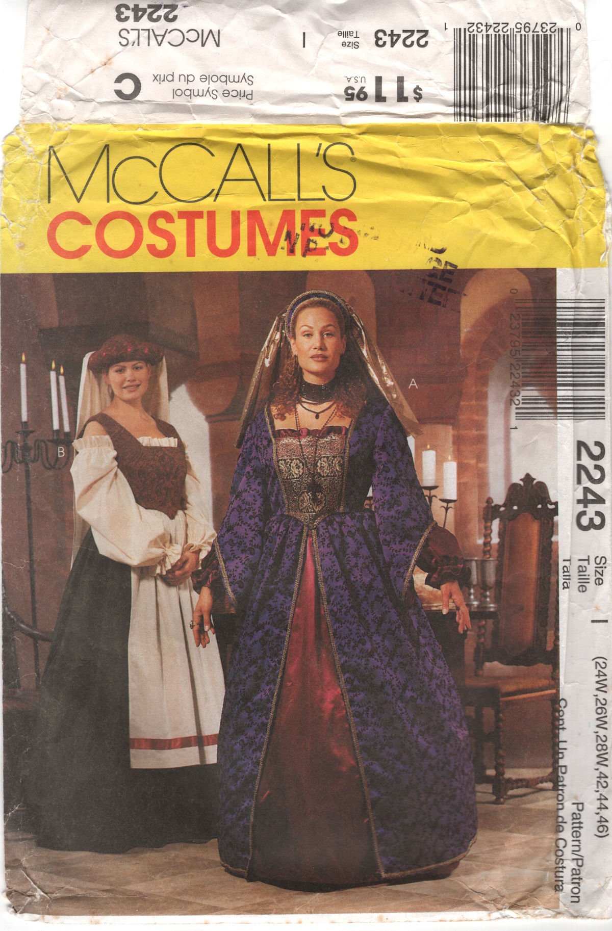Mccall's 2243 Renaissance Maid and Noblewoman Costumes, Uncut, Factory ...