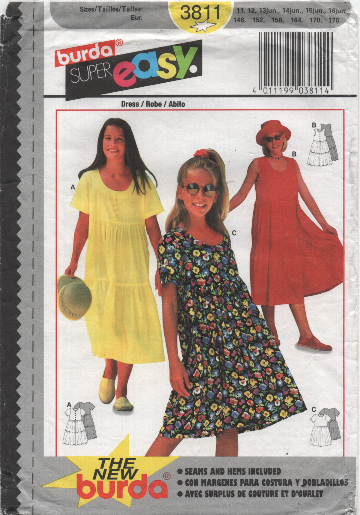 Sewing Pattern: Burda 3811 Tween or Teen Loose Fitting, Tiered Dress ...