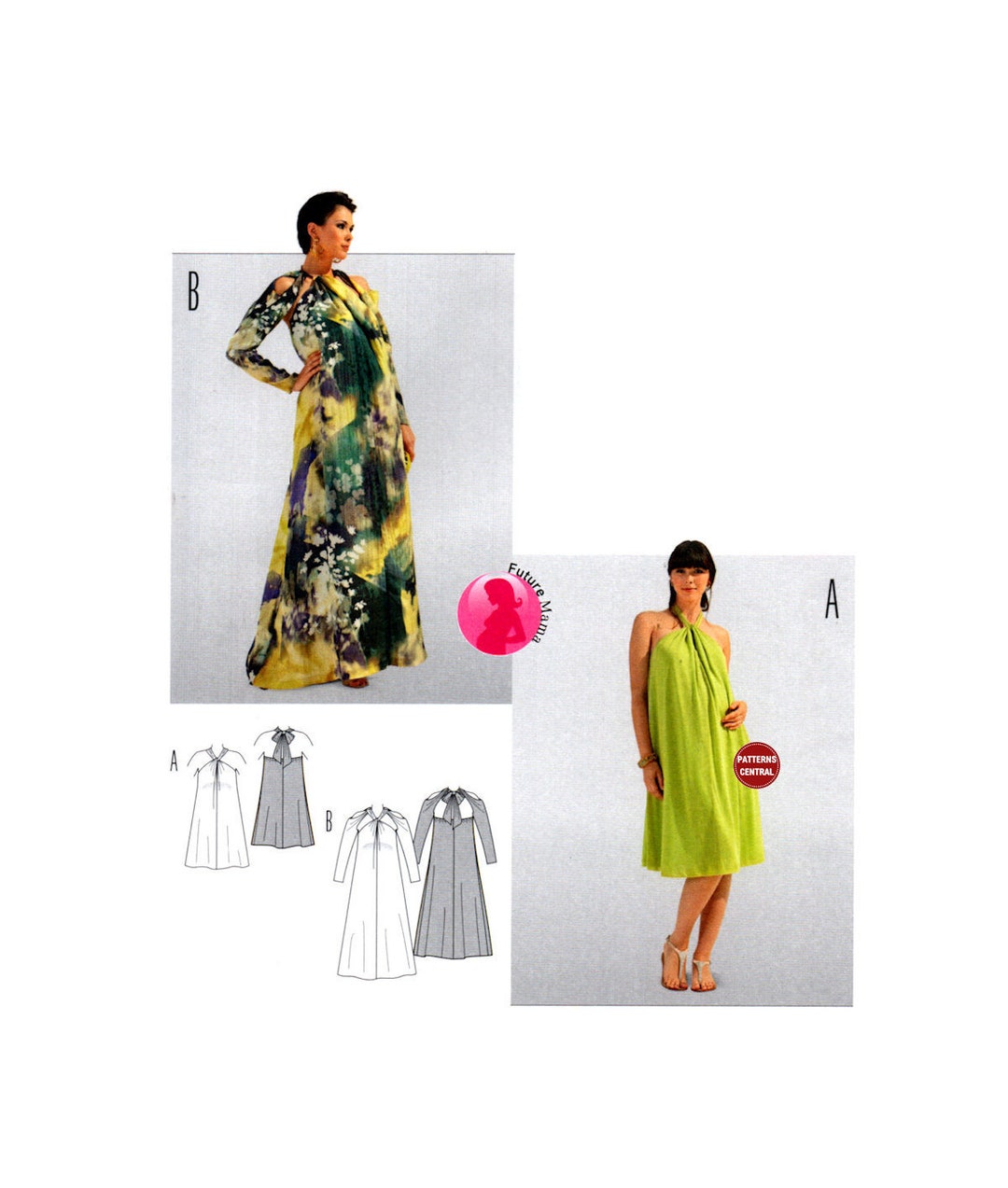 Sewing Pattern: Burda 7106 Maternity Evening or Party Dress in Two ...