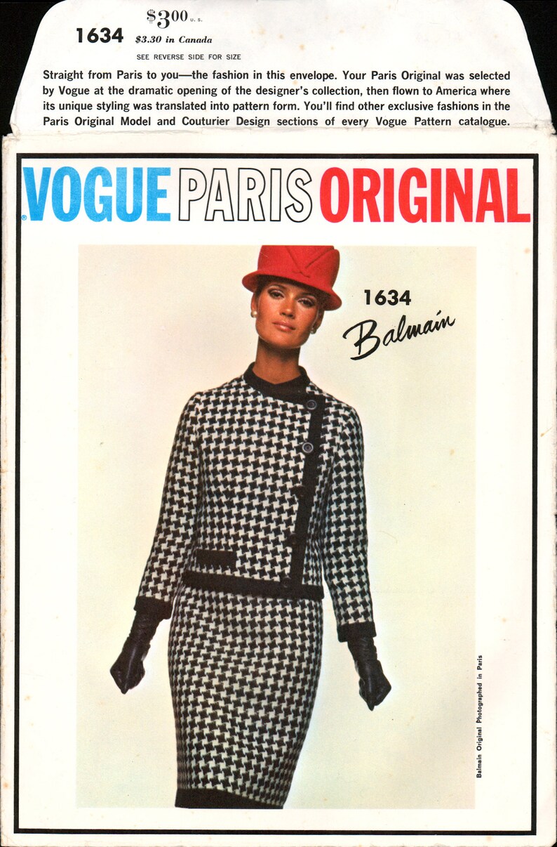 Vogue Paris Original 1634 Balmain Semi-fitted Dress With Jacket, Uncut ...