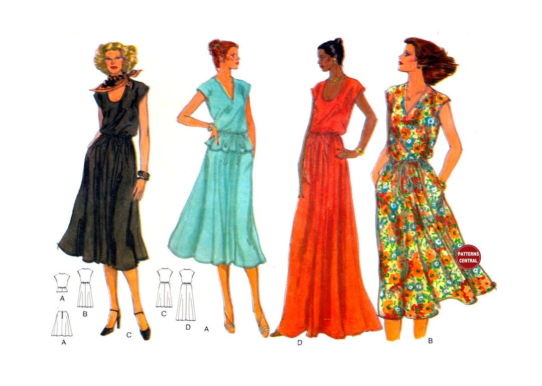 Sewing Pattern: Vogue 7053 Scoop or V-neckline Top or Dress in Two ...