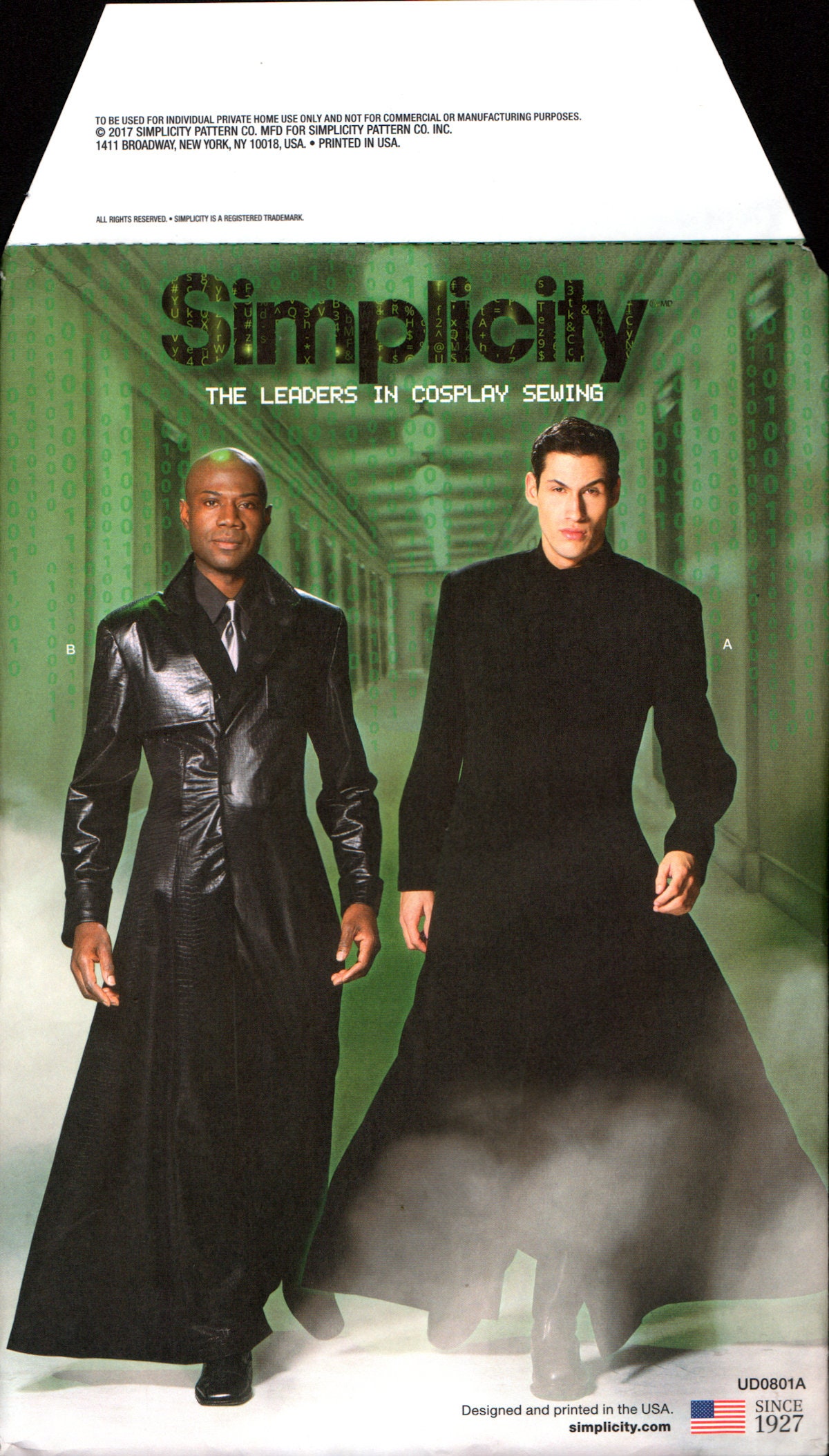 Simplicity 801 Men's Long Gothic Cloak, Matrix Duster Costume, Cosplay ...