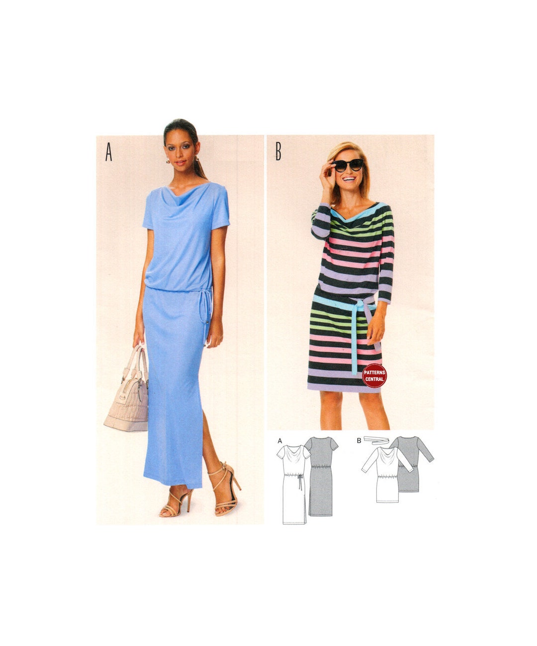 Sewing Pattern: Burda 6639 Loose Fitting, Cowl Neckline Dress in Two ...