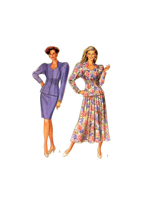 New Look 6550 Jacket and Flared or Straight Skirt Uncut | Etsy