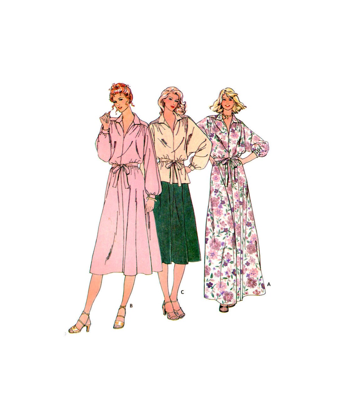 Butterick 6360 Dress or Top With Pointed Collar Belt and - Etsy