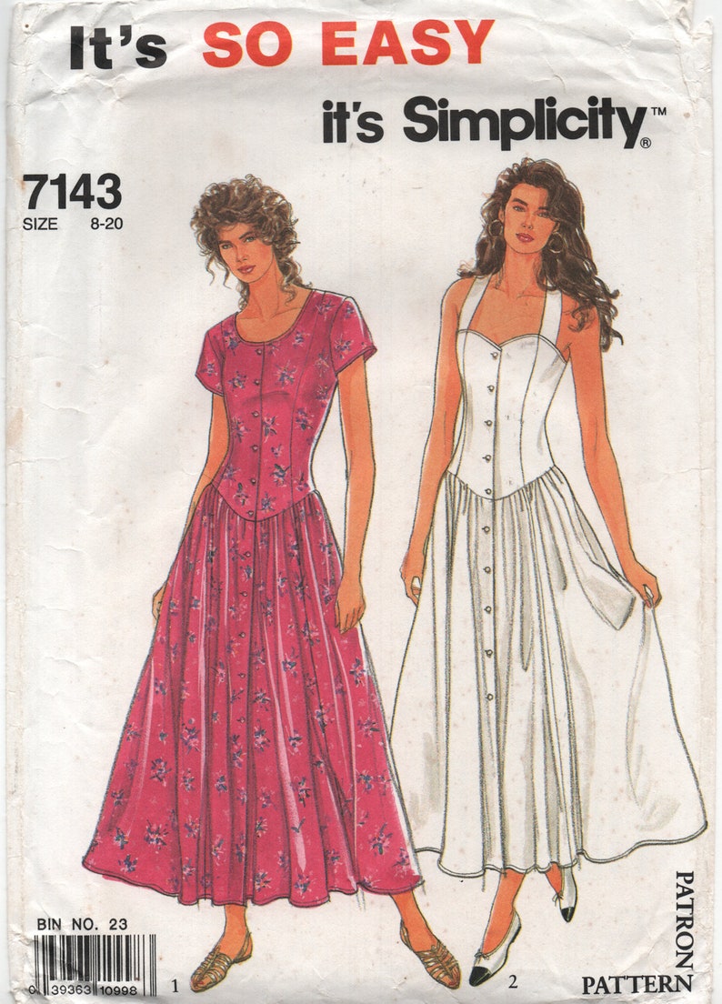 Sewing Pattern: Simplicity 7143 Bustier or Princess Seam Bodice Dress ...