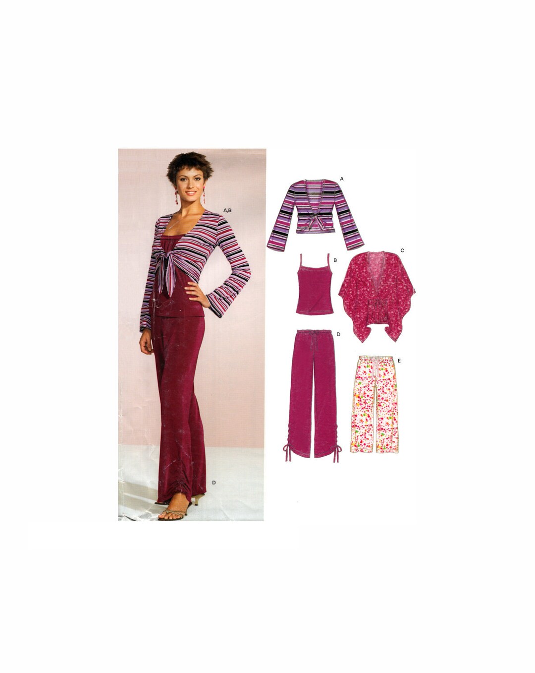 New Look 6543 Tie Front Cardigan, Poncho, Camisole and Pants in Two ...