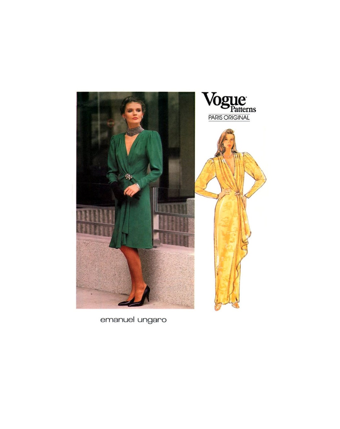 Vogue Paris Original 1403 Emanuel Ungaro Fitted, Wrap Evening Dress in ...