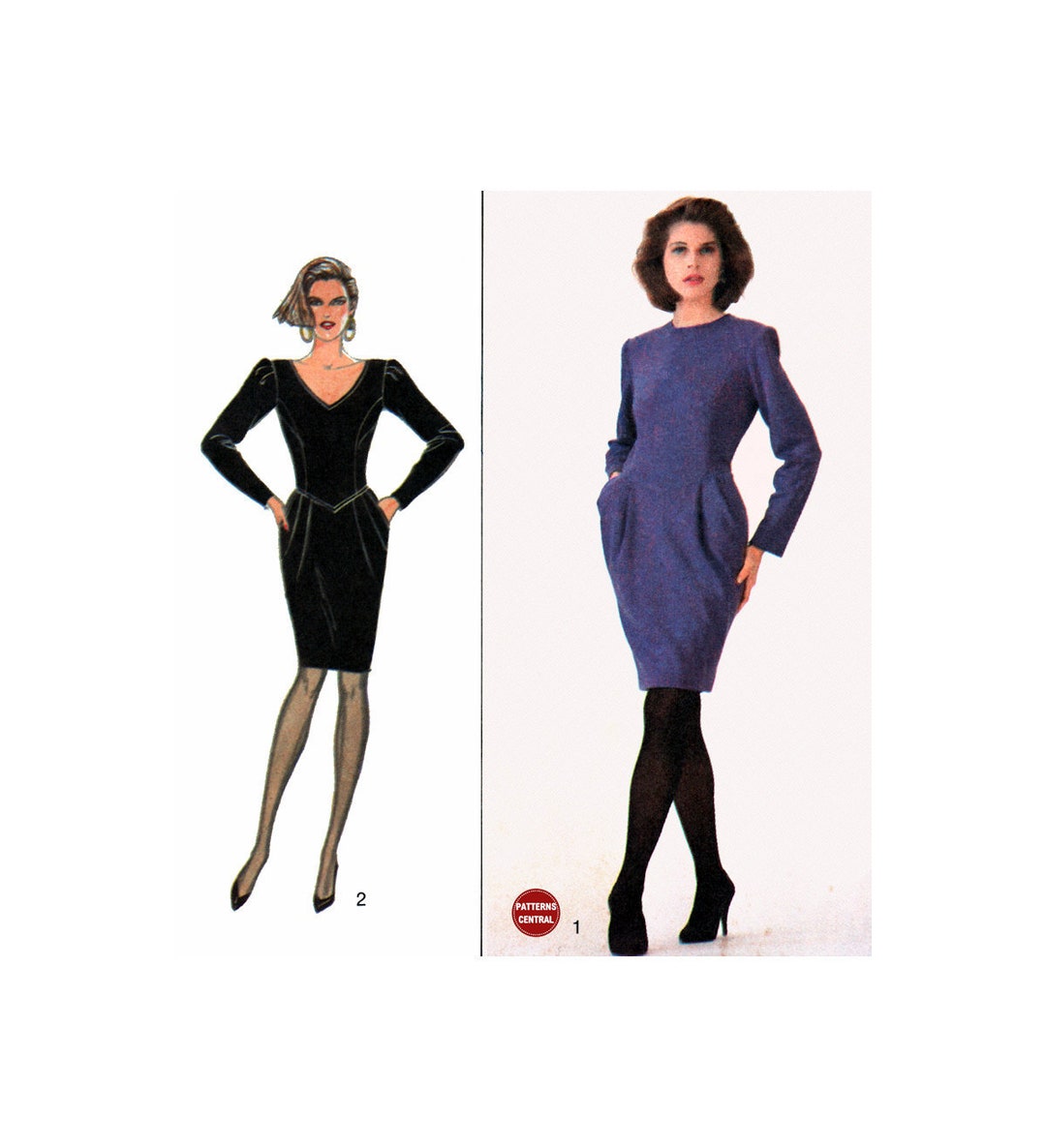 Sewing Pattern: Style 1405 Basque Waist Dress With Round or V-neckline ...