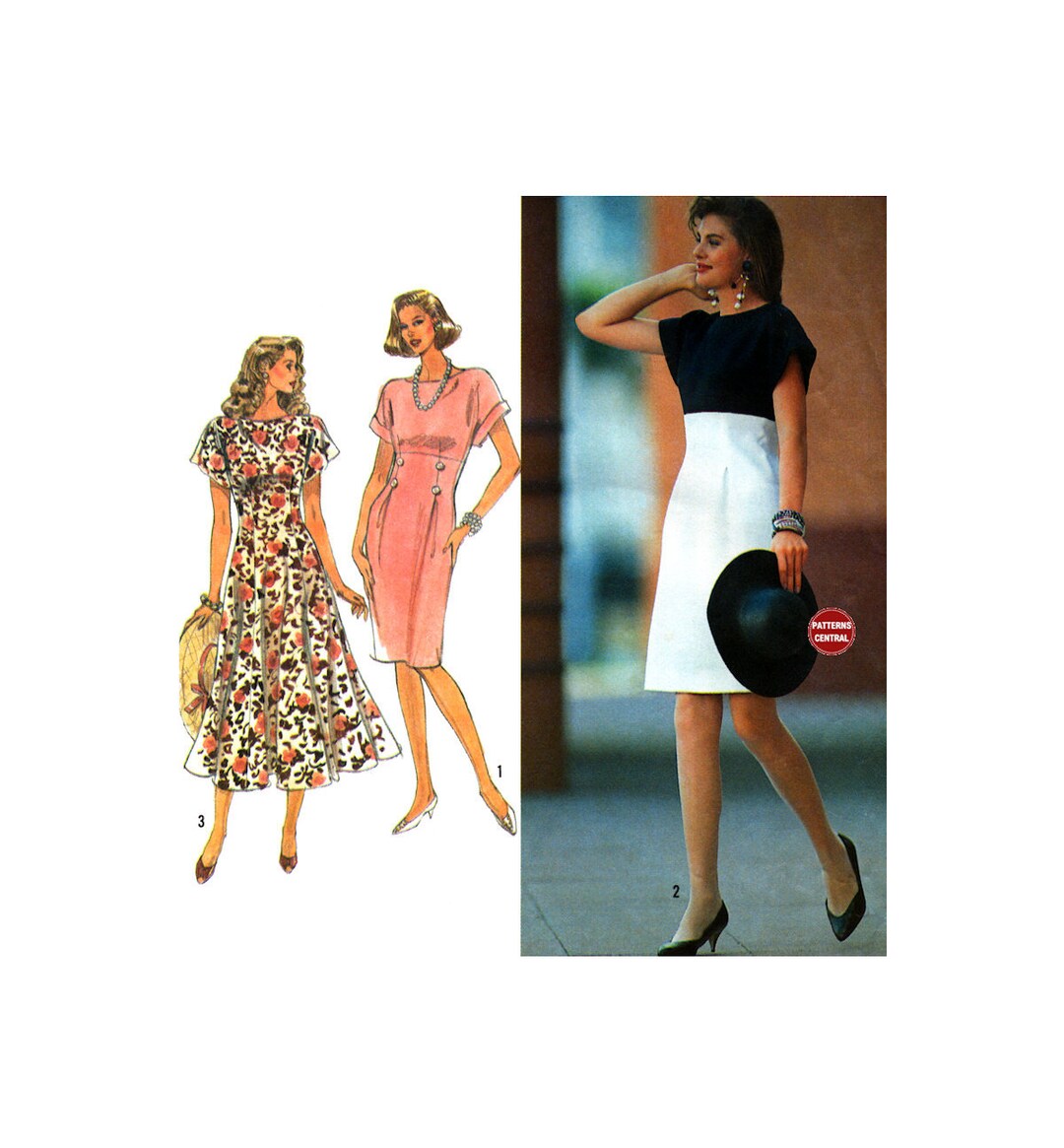 Sewing Pattern: Simplicity 7258 Cap Sleeved Dress With Raised Waistline ...