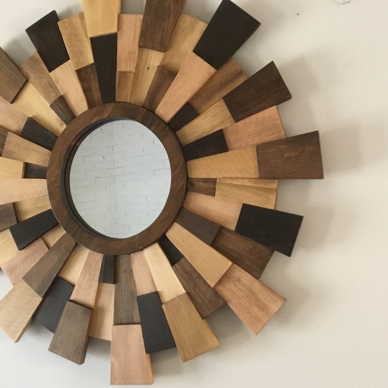 Wood Sunburst Mirror - Etsy