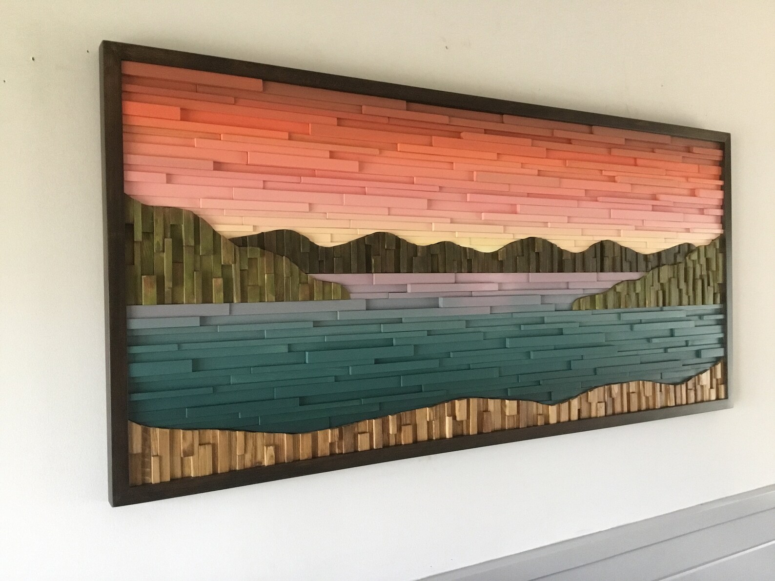 Lake Landscape Sculpture-sunset Wood Wall Sculpture Wood - Etsy