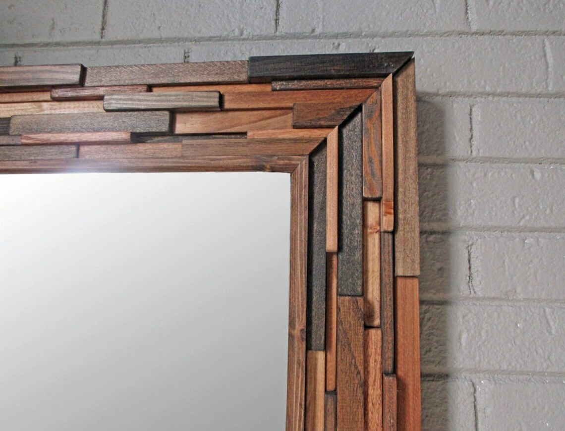 Wood wall art wooden mirror wall mirror decorative | Etsy