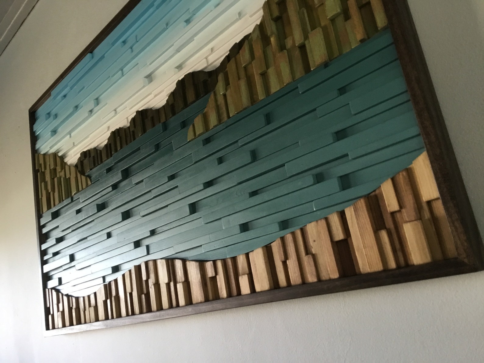 Wood wall art art sculpture dimensional wood lake art | Etsy