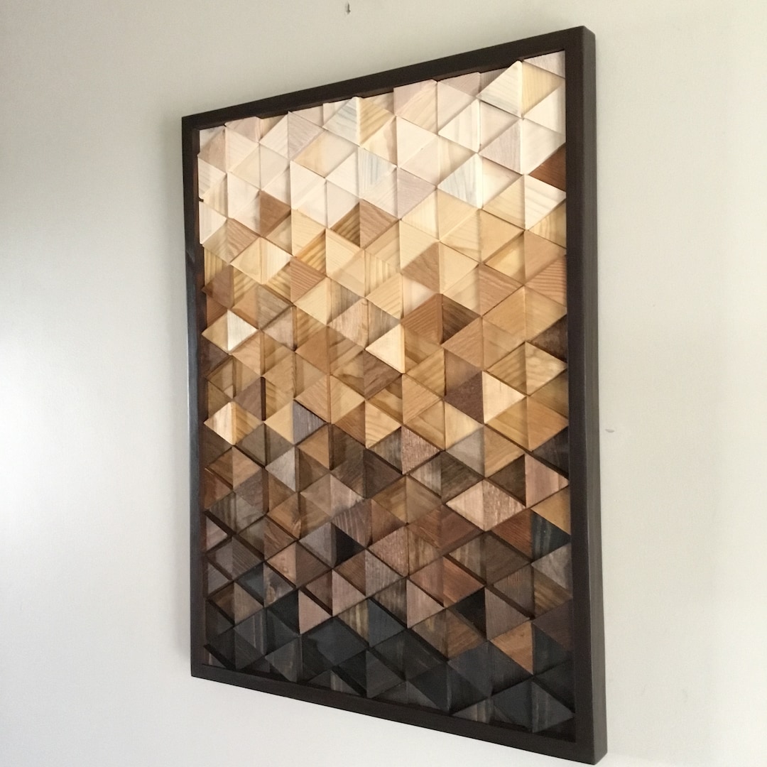 Geometric Wood Triangle Art: Modern Rustic Gradient Wall Decor - Etsy