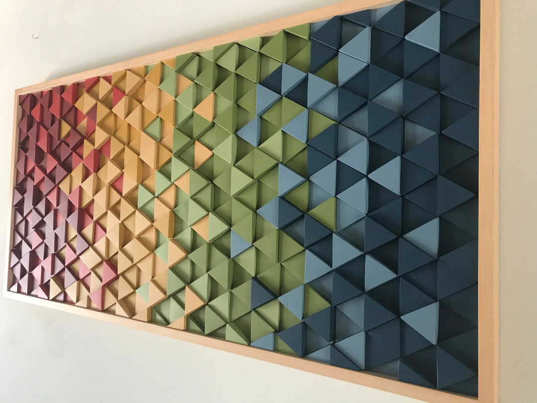 Wood Wall Art-colorful Art- Maple Frame-modern Wall Art-modern Art ...