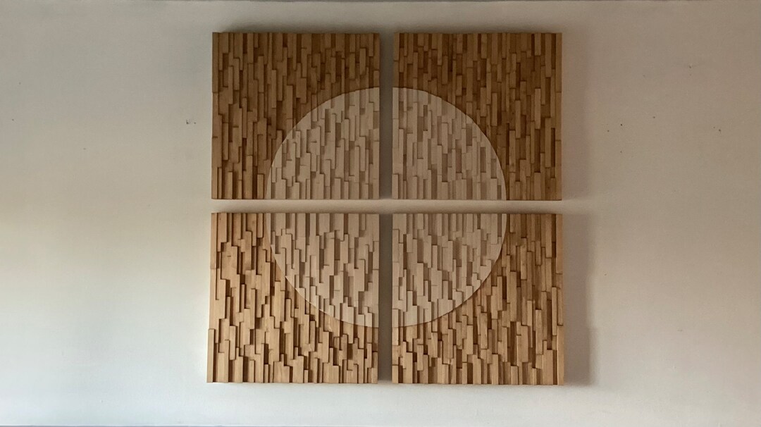 Wood Wall Art-harvest Moon - Geometric Wood Art- Wood Wall Sculptures ...