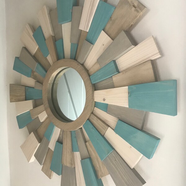 Wood Sunburst Mirror - Etsy
