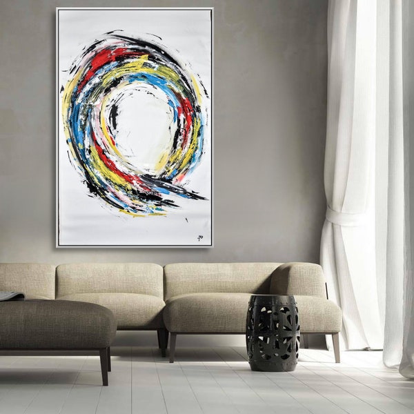 Black and White Circle Painting - Etsy