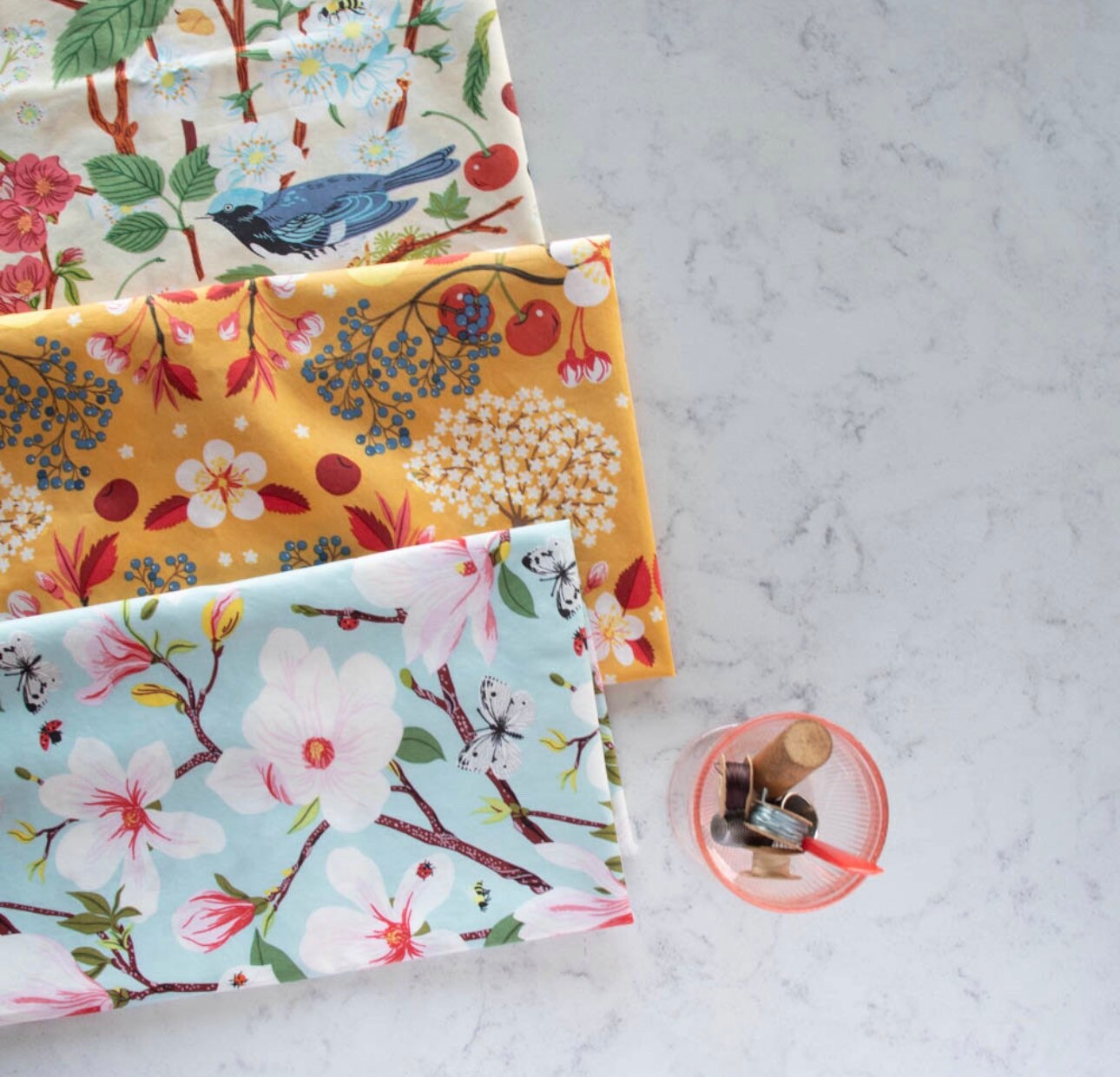 Flowering Trees Line Art Black Poplin by Oana Befort From Birch Fabrics ...