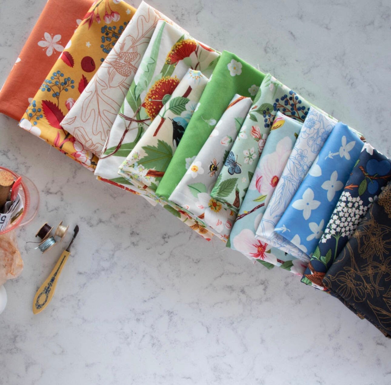 Flowering Trees Line Art Black Poplin by Oana Befort From Birch Fabrics ...