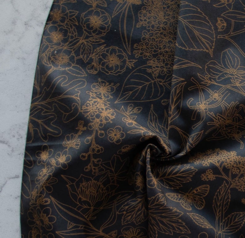 Flowering Trees Line Art Black Poplin by Oana Befort From Birch Fabrics ...