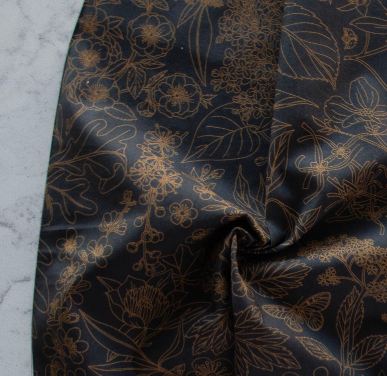 Flowering Trees Line Art Black Poplin by Oana Befort From Birch Fabrics ...